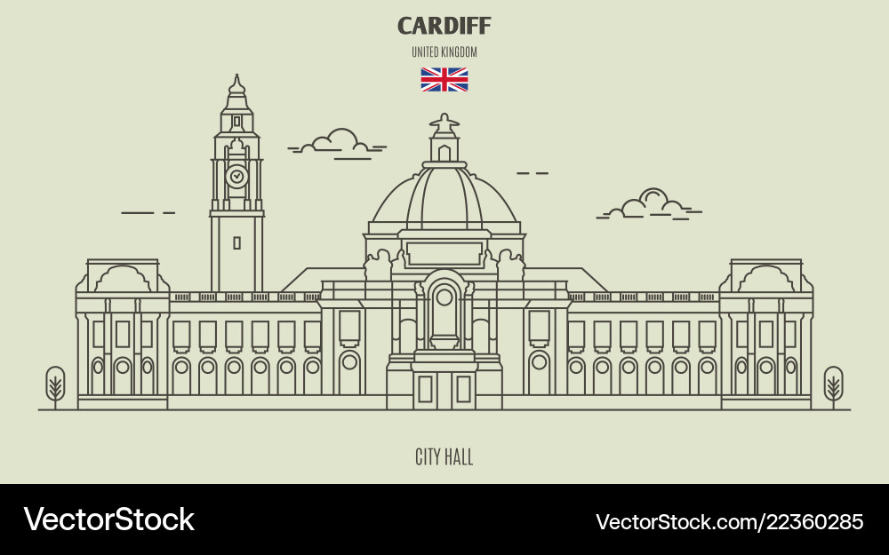 City hall in cardiff Royalty Free Vector Image