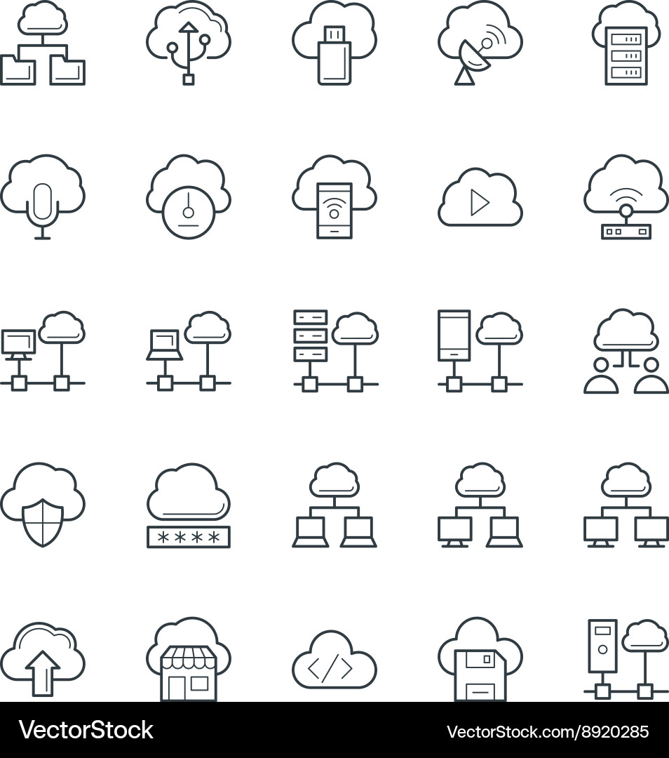 Cloud computing cool icons 3 Royalty Free Vector Image