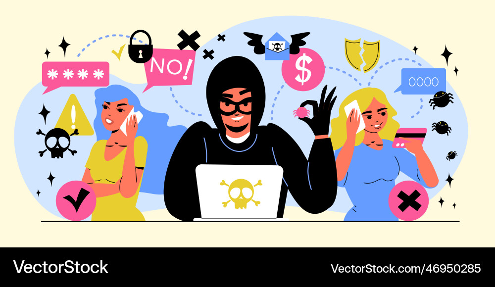 Cyber crime flat Royalty Free Vector Image - VectorStock