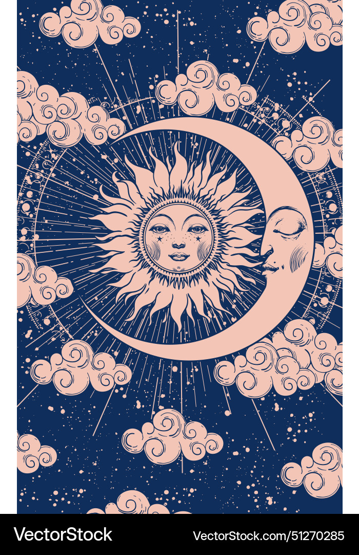 Elestial astrology banner with sun and moon Vector Image