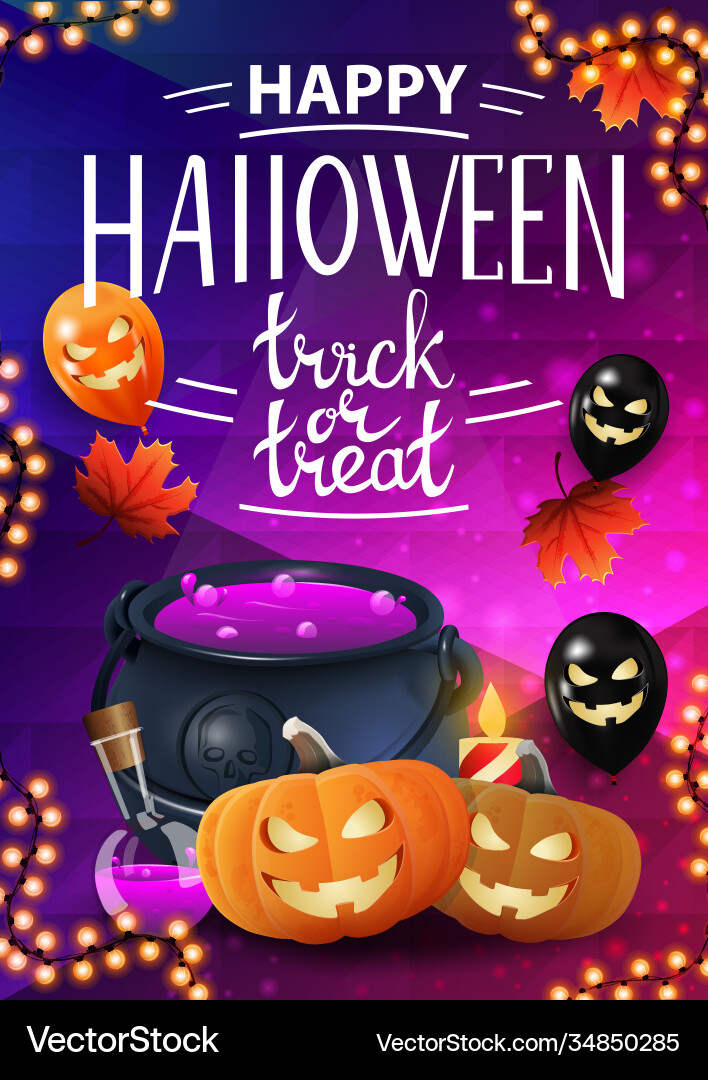 Happy halloween trick or treat vertical greeting Vector Image