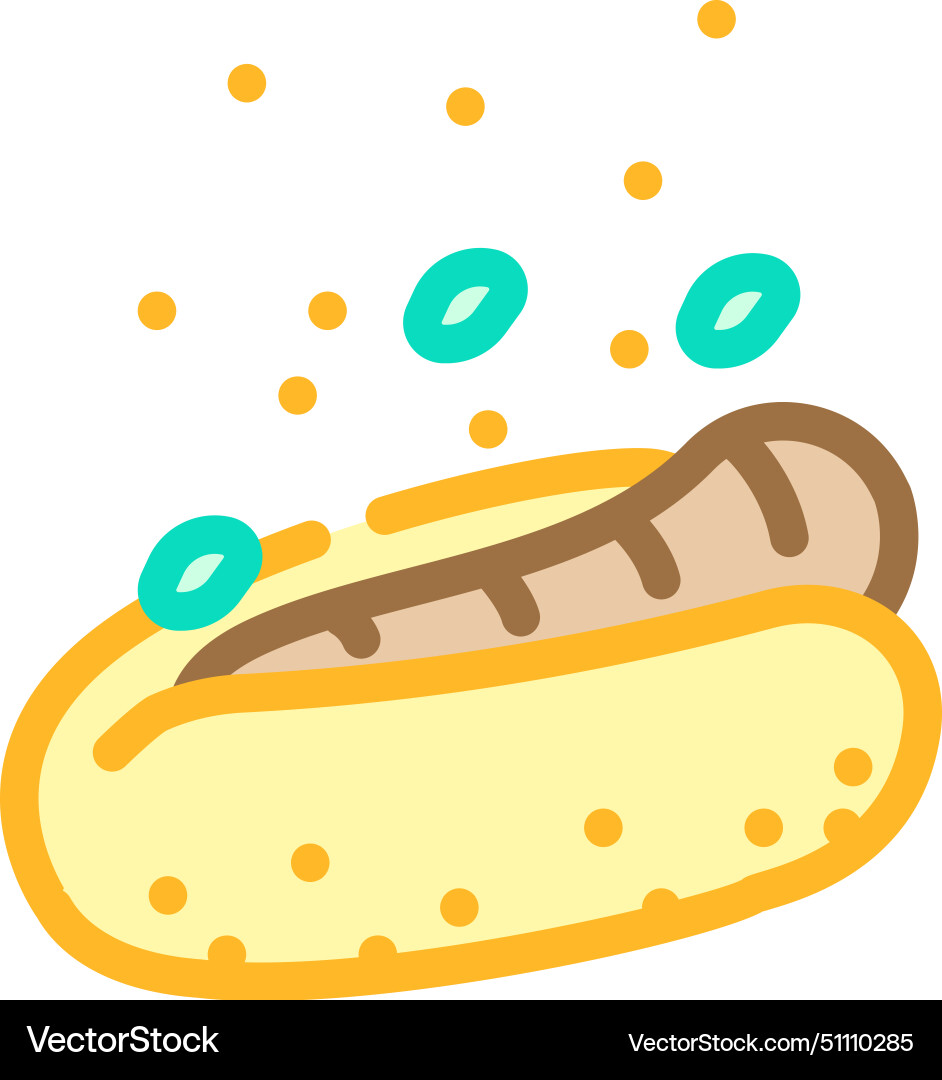 Hot dog fast food color icon Royalty Free Vector Image