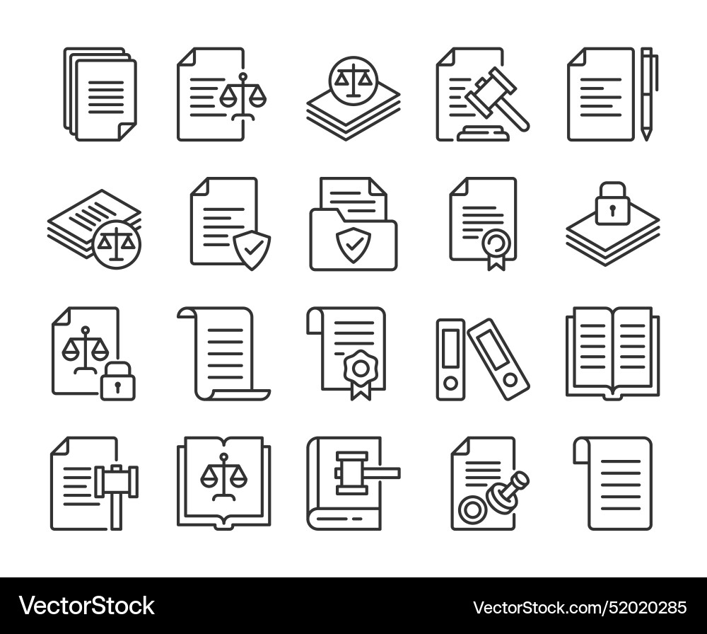 Legal documents icons forms Royalty Free Vector Image