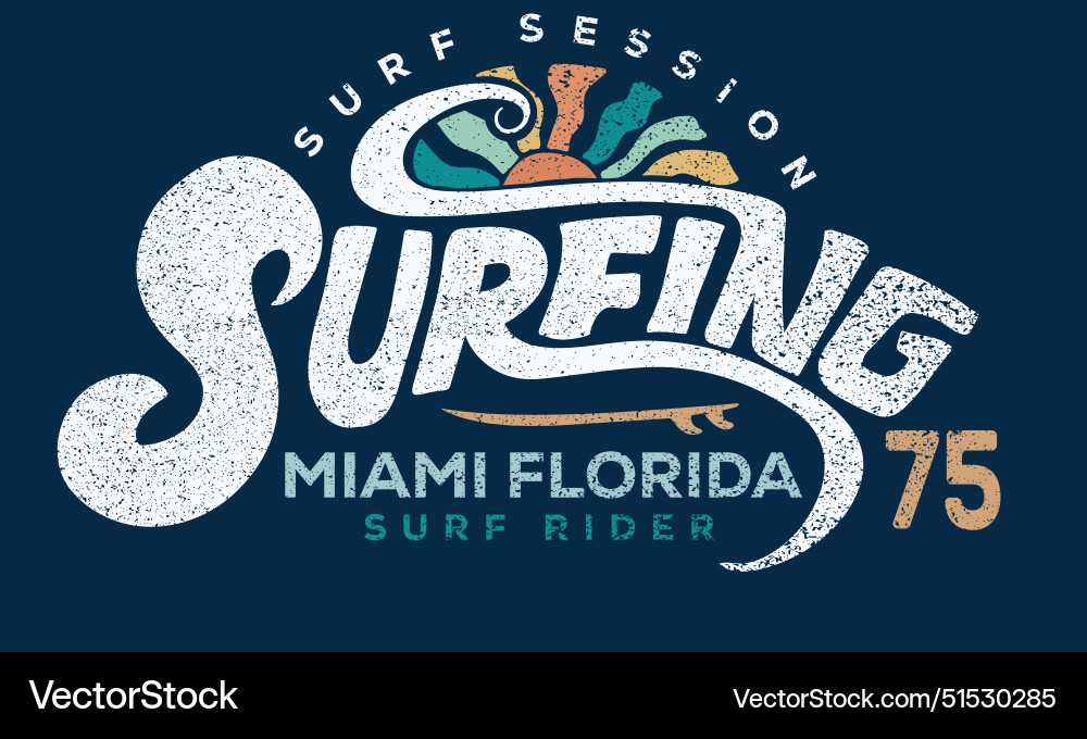 Miami surfing club design Royalty Free Vector Image