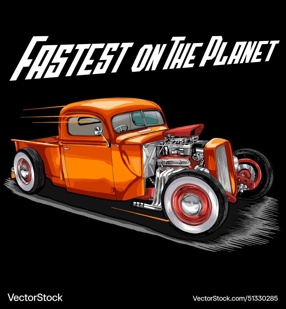 Orange drag racing car with black strip Royalty Free Vector