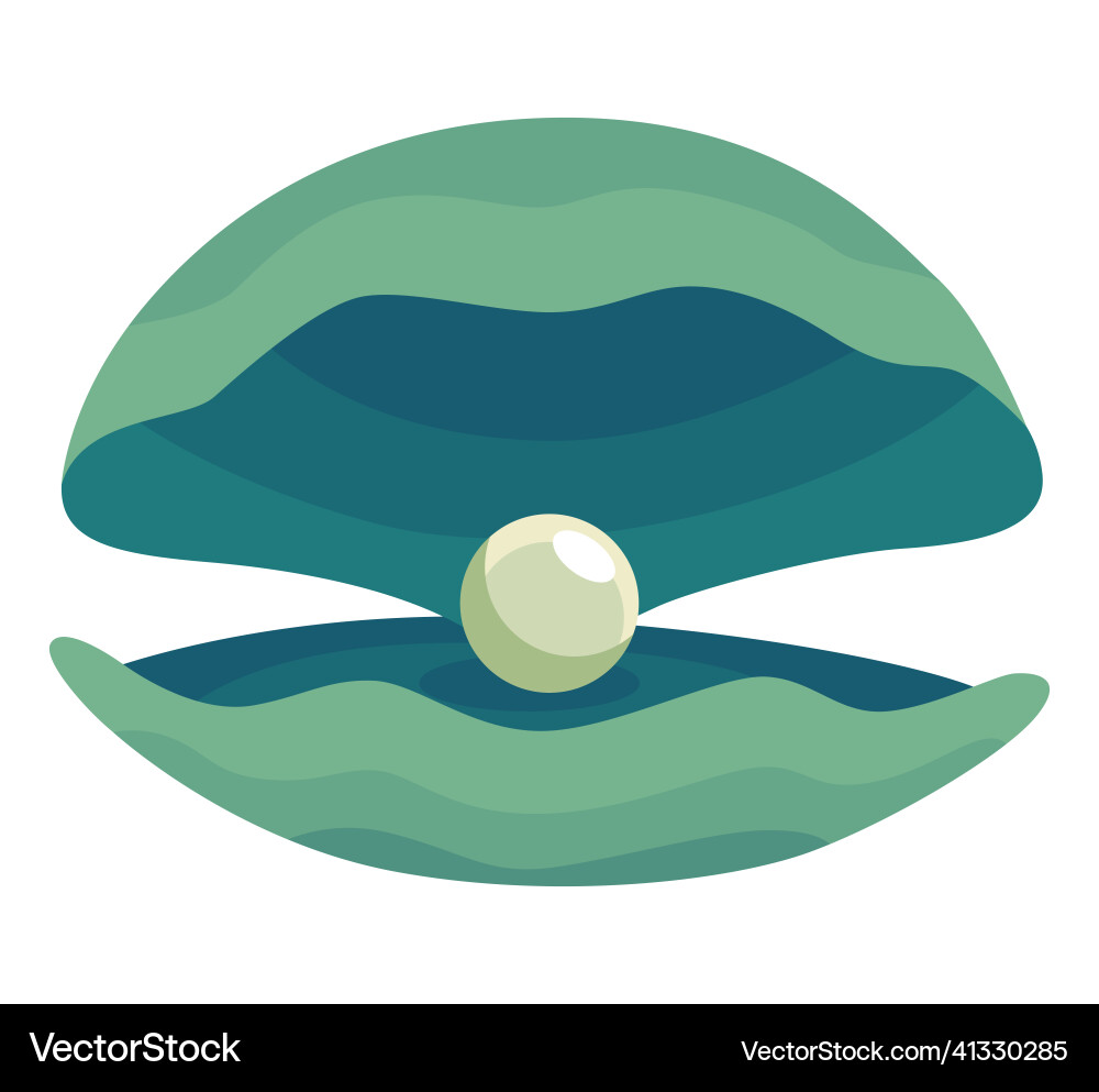 Pearl in seashell open scallop Royalty Free Vector Image
