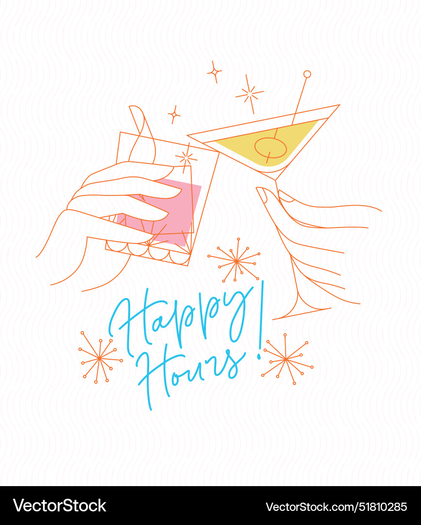 Poster happy hours in retro style Royalty Free Vector Image