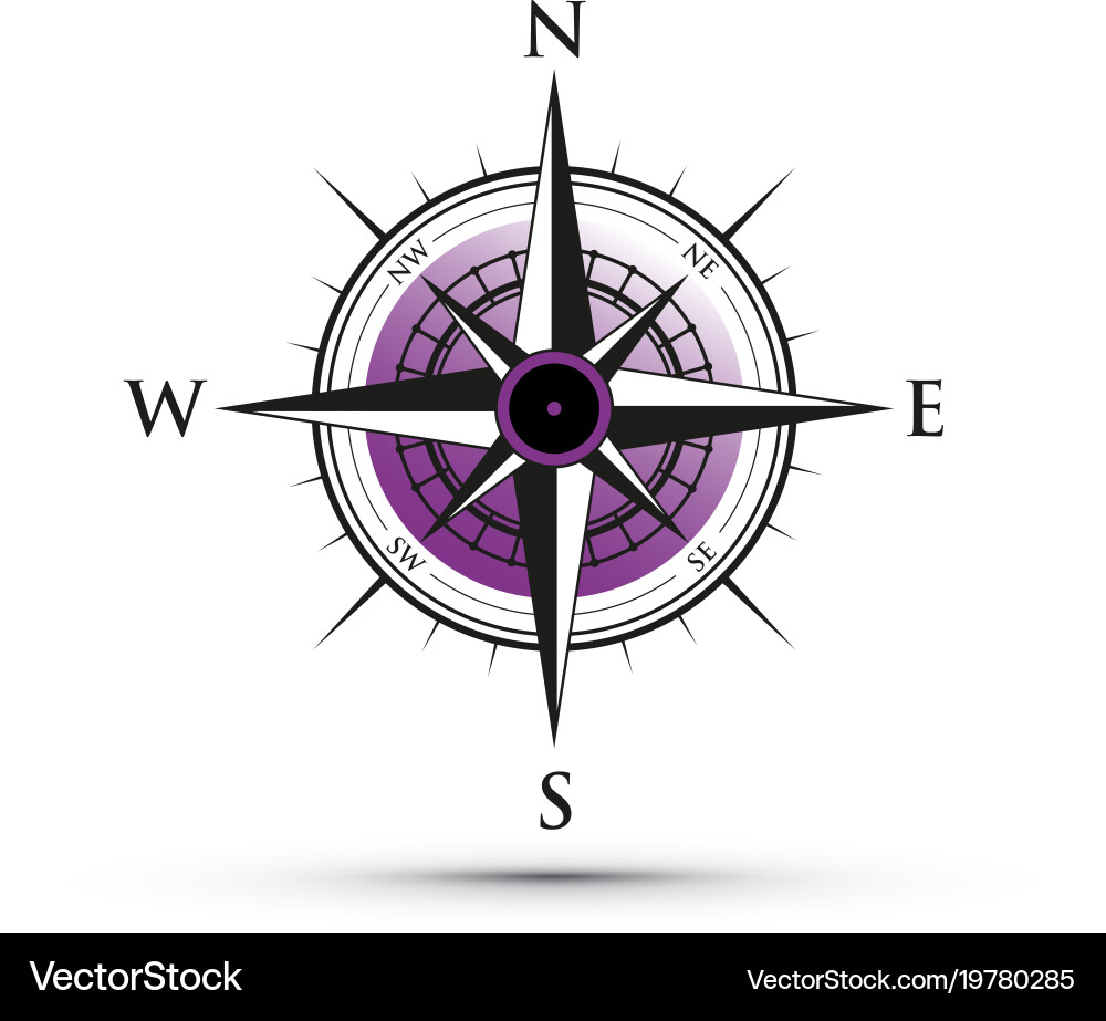 Purple compass Royalty Free Vector Image - VectorStock