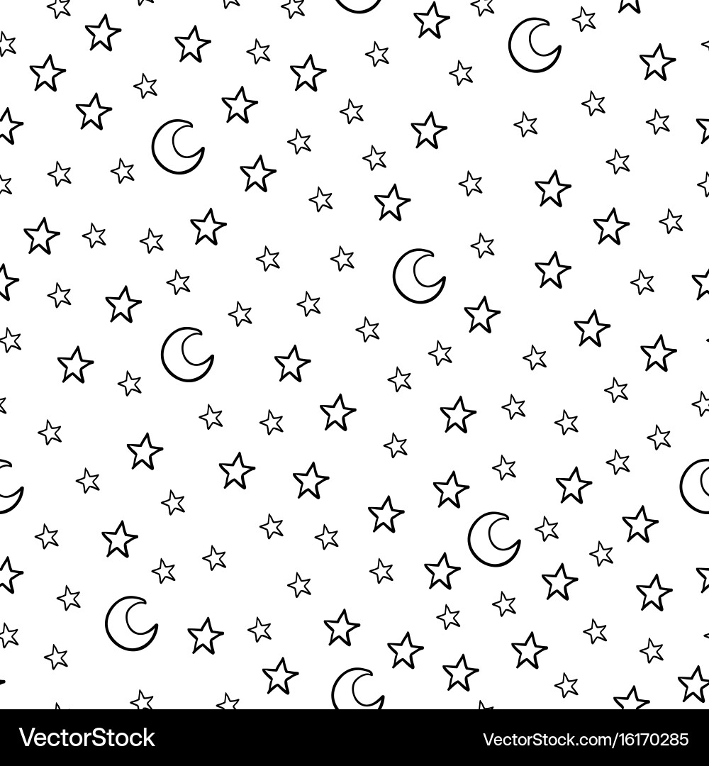 Seamless pattern with cartoon stars and moon Vector Image