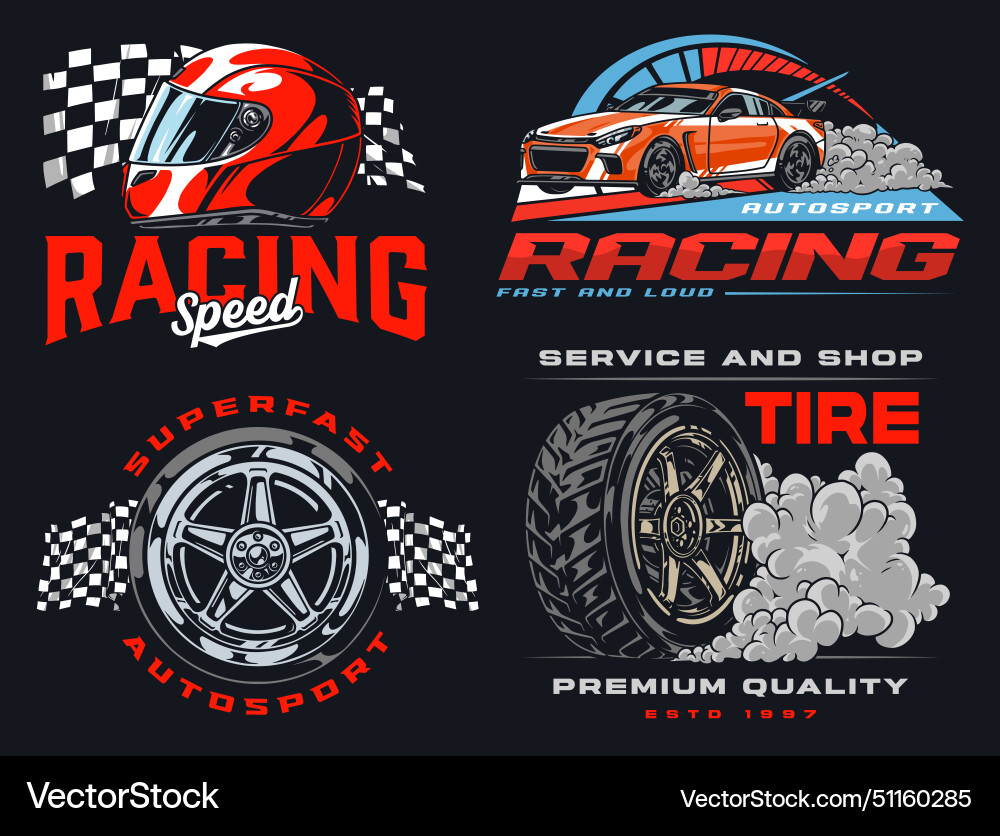 Speed racing colorful set stickers Royalty Free Vector Image