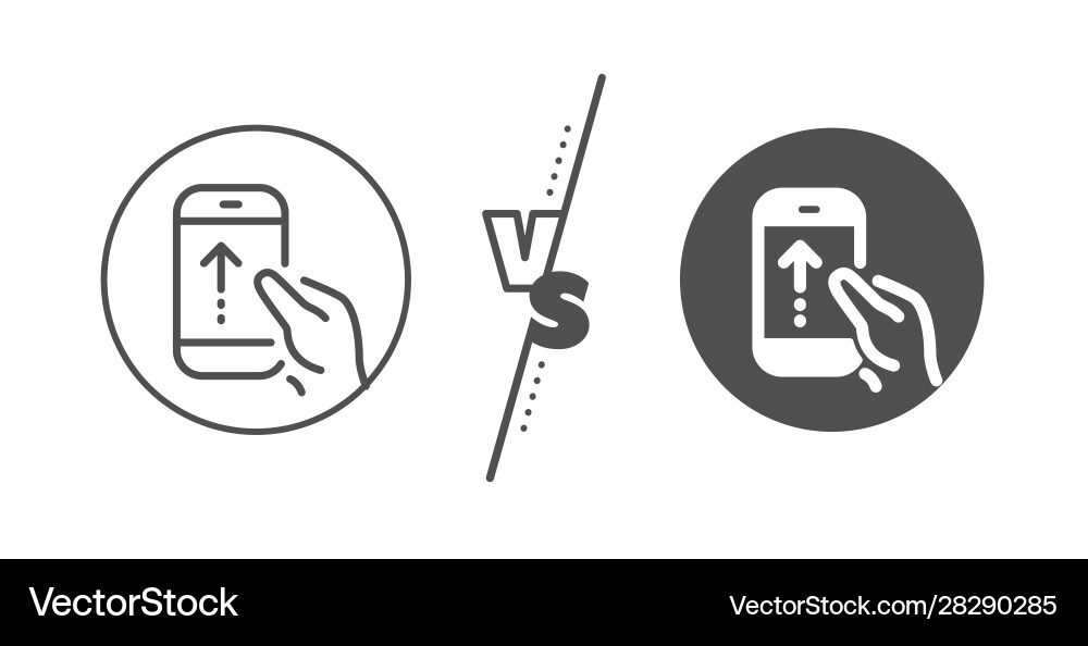 Swipe up phone line icon scrolling arrow sign Vector Image