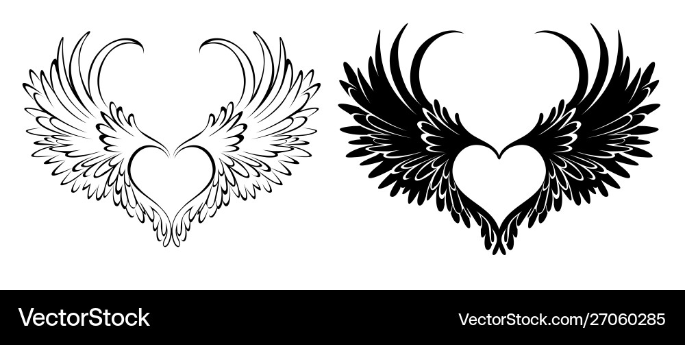 Two angel hearts Royalty Free Vector Image - VectorStock