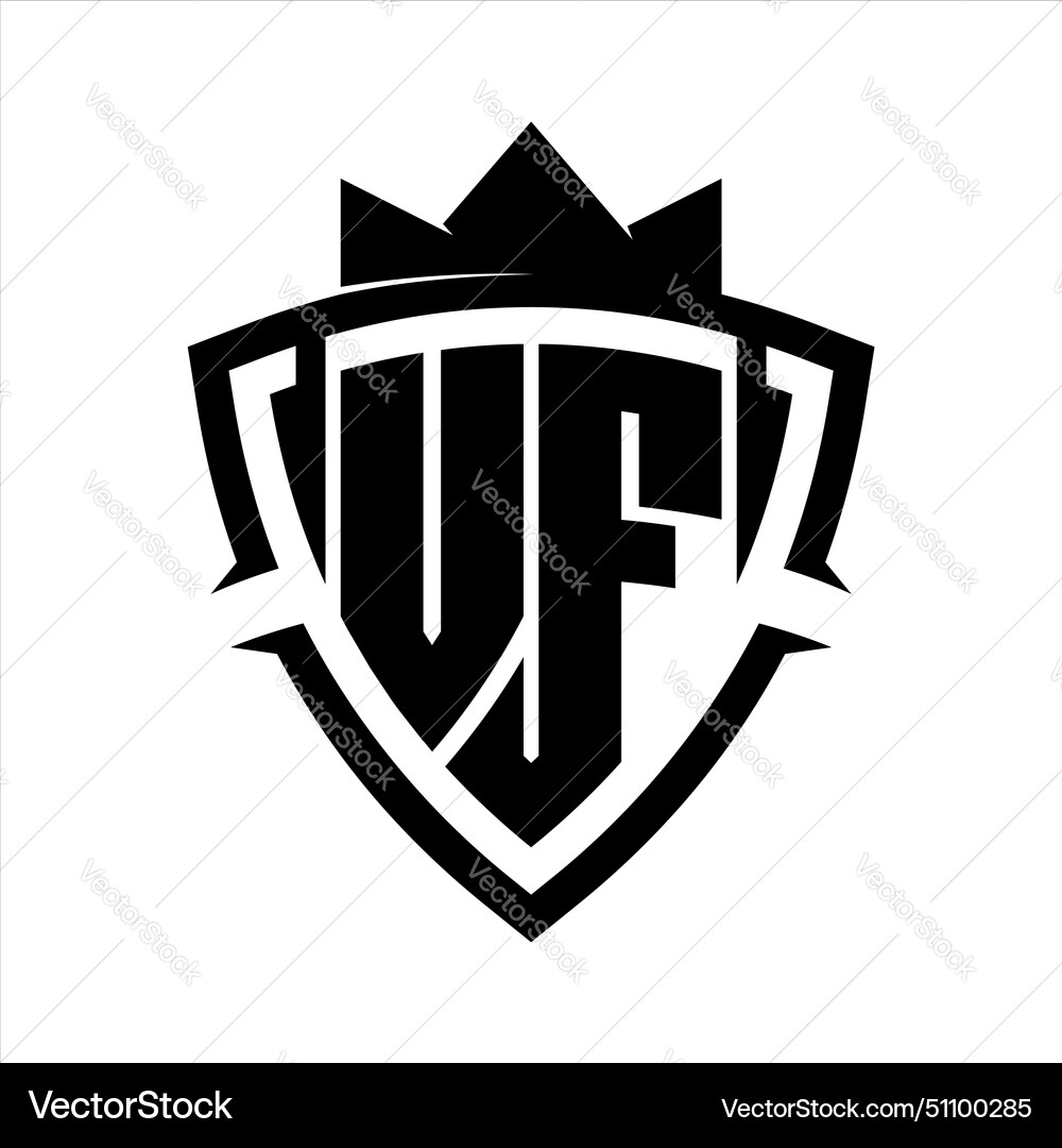 Vf letter bold monogram triangle curve shield Vector Image