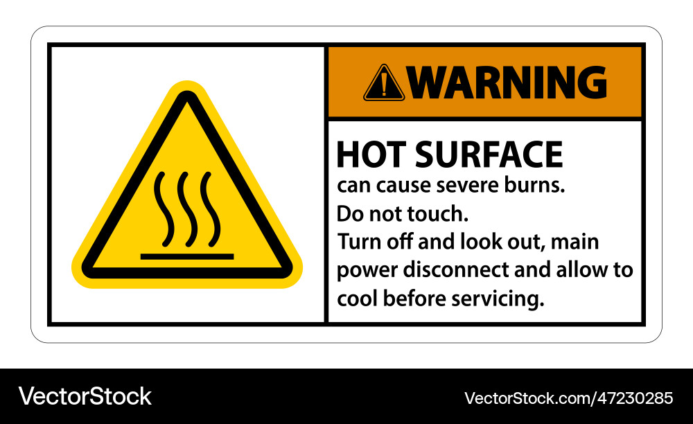 Warning hot surface sign on white background Vector Image
