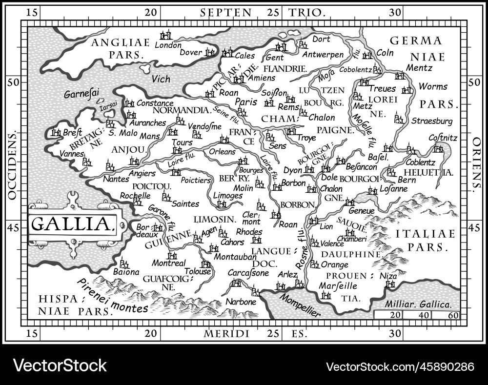 Ancient map of france Royalty Free Vector Image