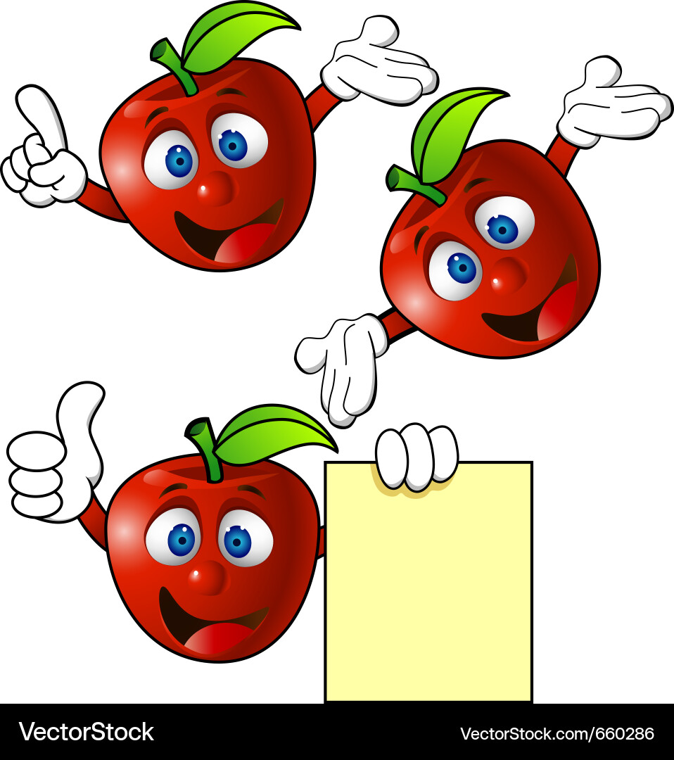 Apple cartoon character Royalty Free Vector Image