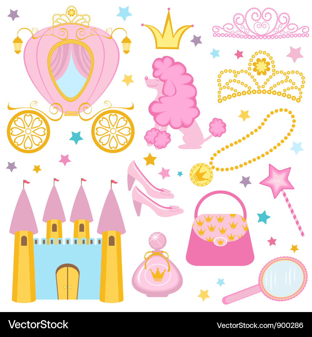 Cute princess set Royalty Free Vector Image - VectorStock