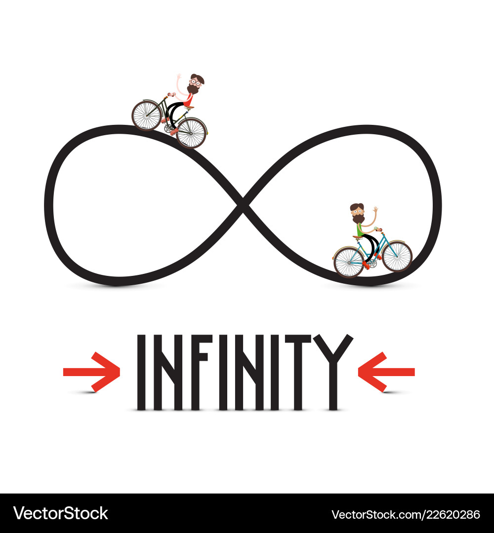 Infinity symbol with arrows and people Royalty Free Vector