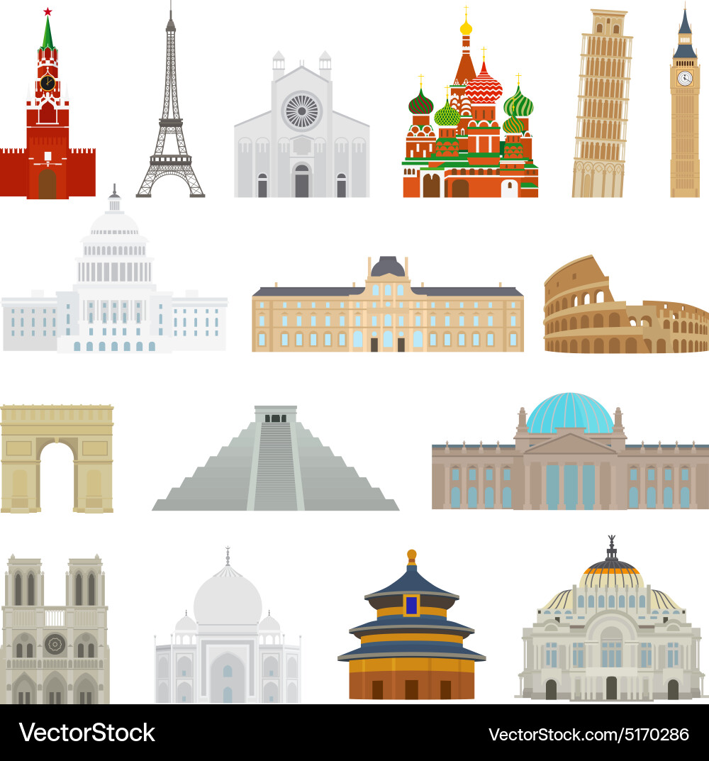Monument Icons Collection Royalty Free Vector Image