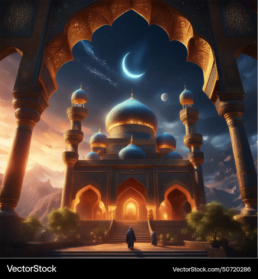 Ramadan-ul-mubarak bless full month art Royalty Free Vector