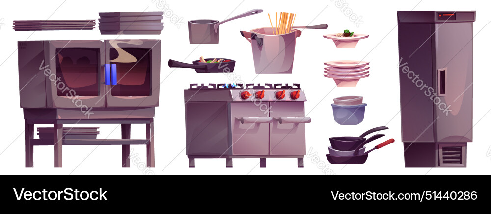 Restaurant kitchen furniture set Royalty Free Vector Image
