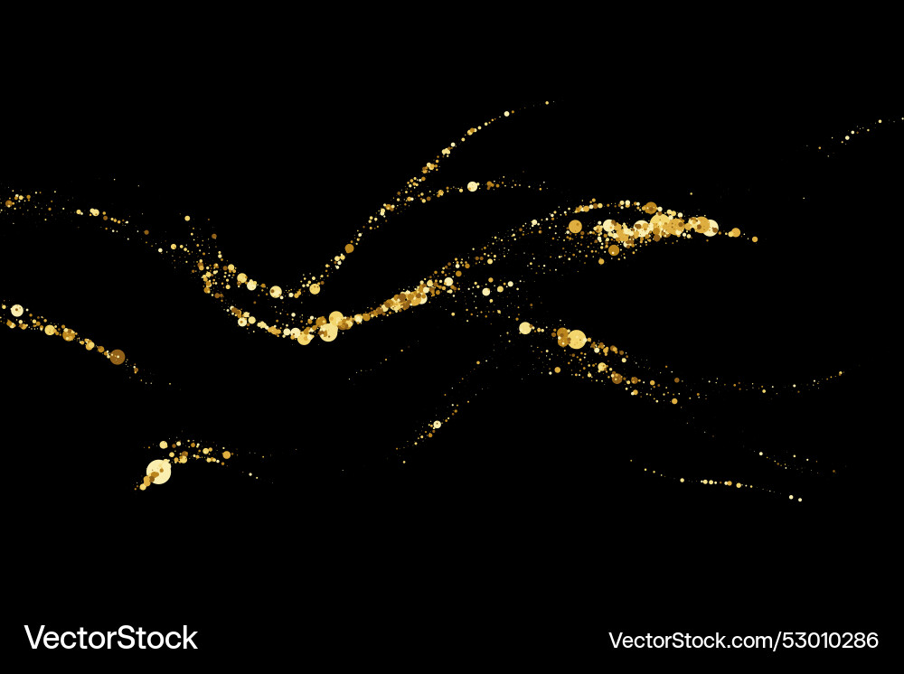 Scattered golden particles on dark background Vector Image