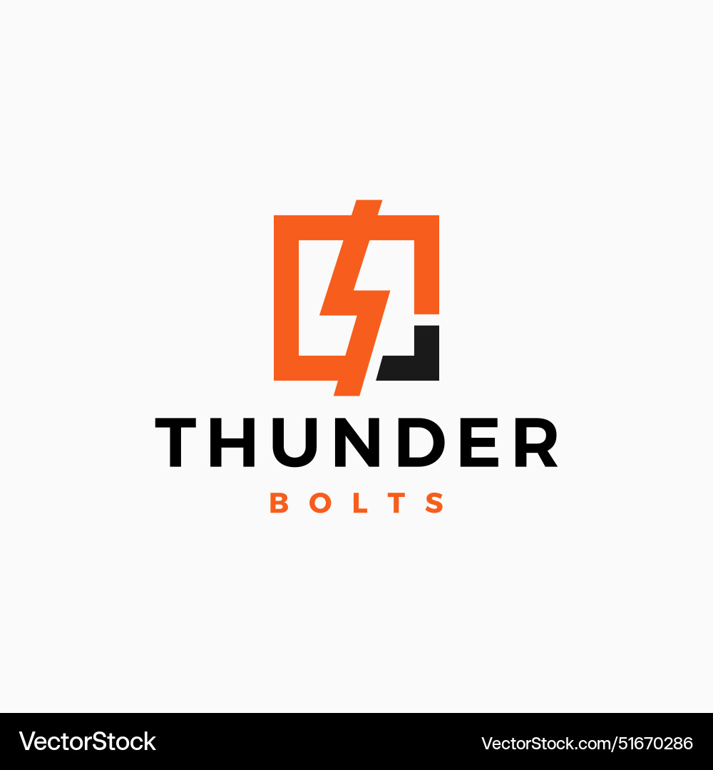 Thunderbolt square logo icon Royalty Free Vector Image