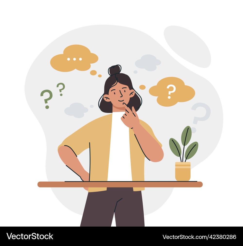 Woman thinking concept Royalty Free Vector Image