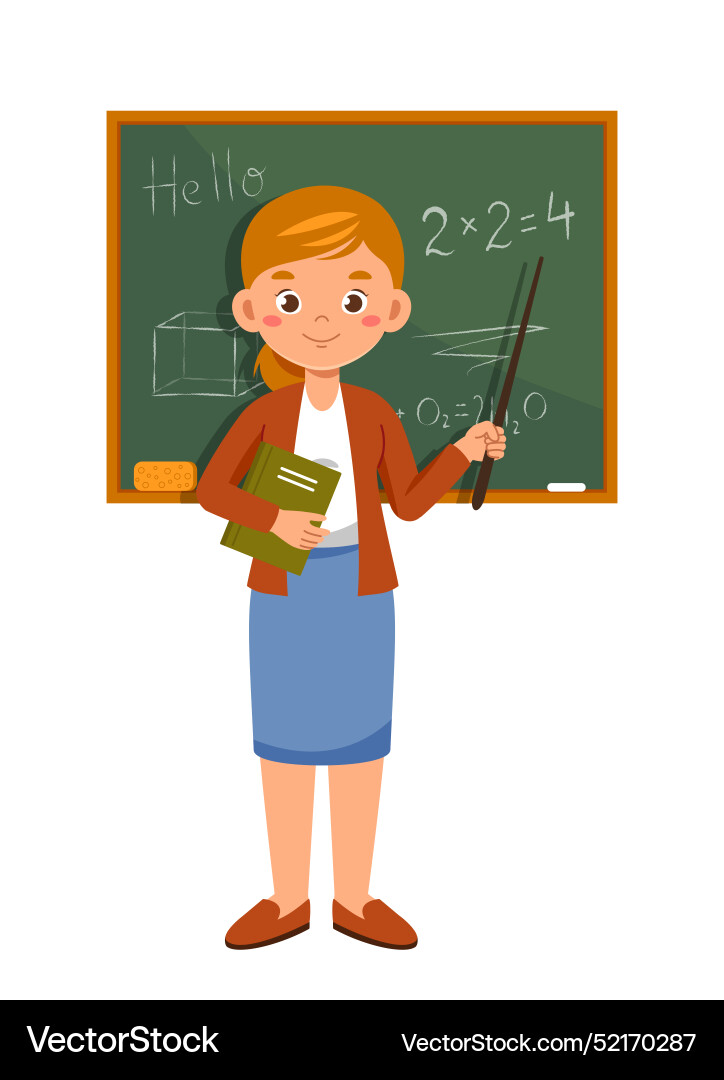 Female teacher concept woman with pointer stands Vector Image
