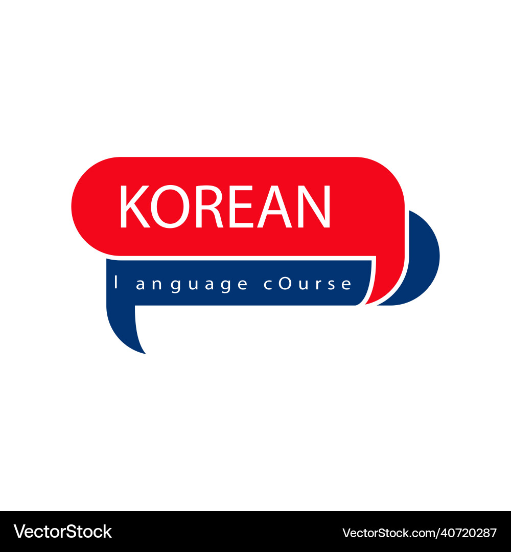 Lernen koreanisch Sprachkurs Logo Lizenzfreies Vektorbild