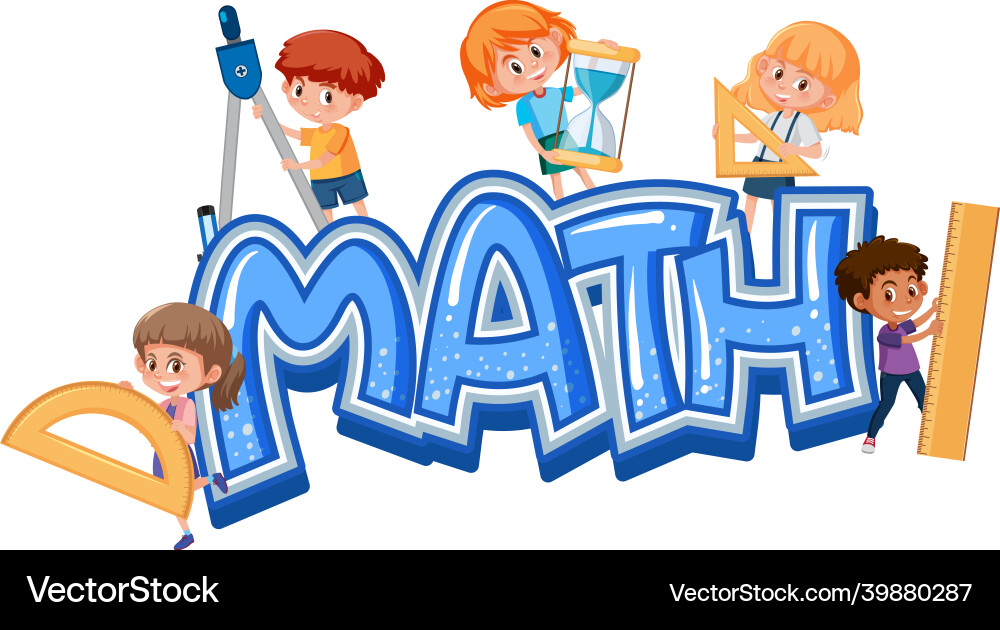 Math icon with kids and tools Royalty Free Vector Image