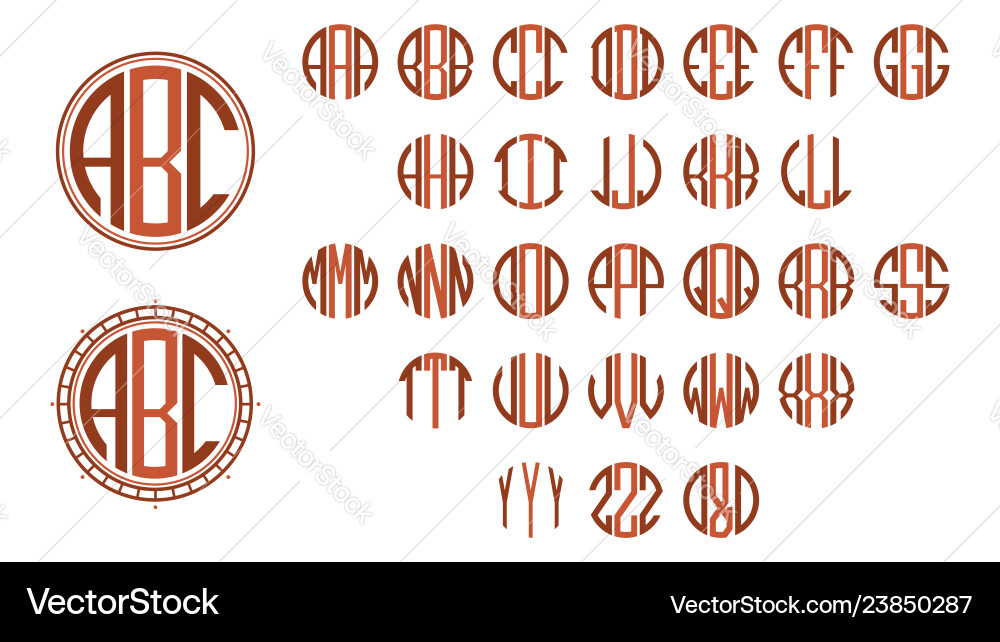 Monogram circle letters Royalty Free Vector Image