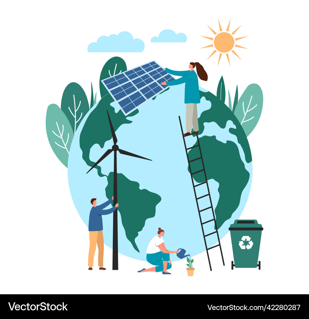 People save planet earth from climate change man Vector Image