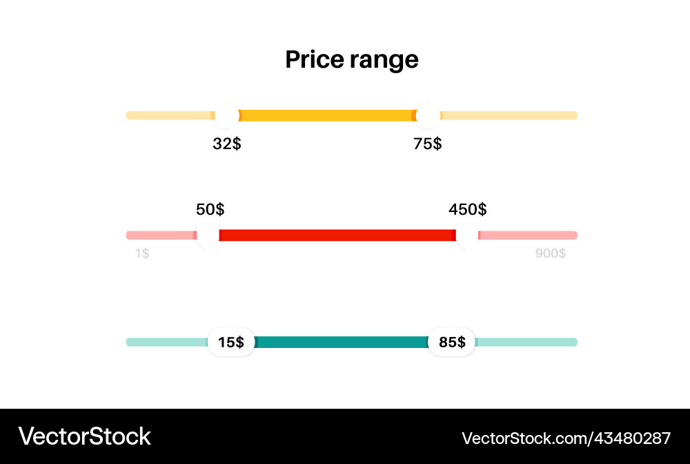 Price range set Royalty Free Vector Image - VectorStock