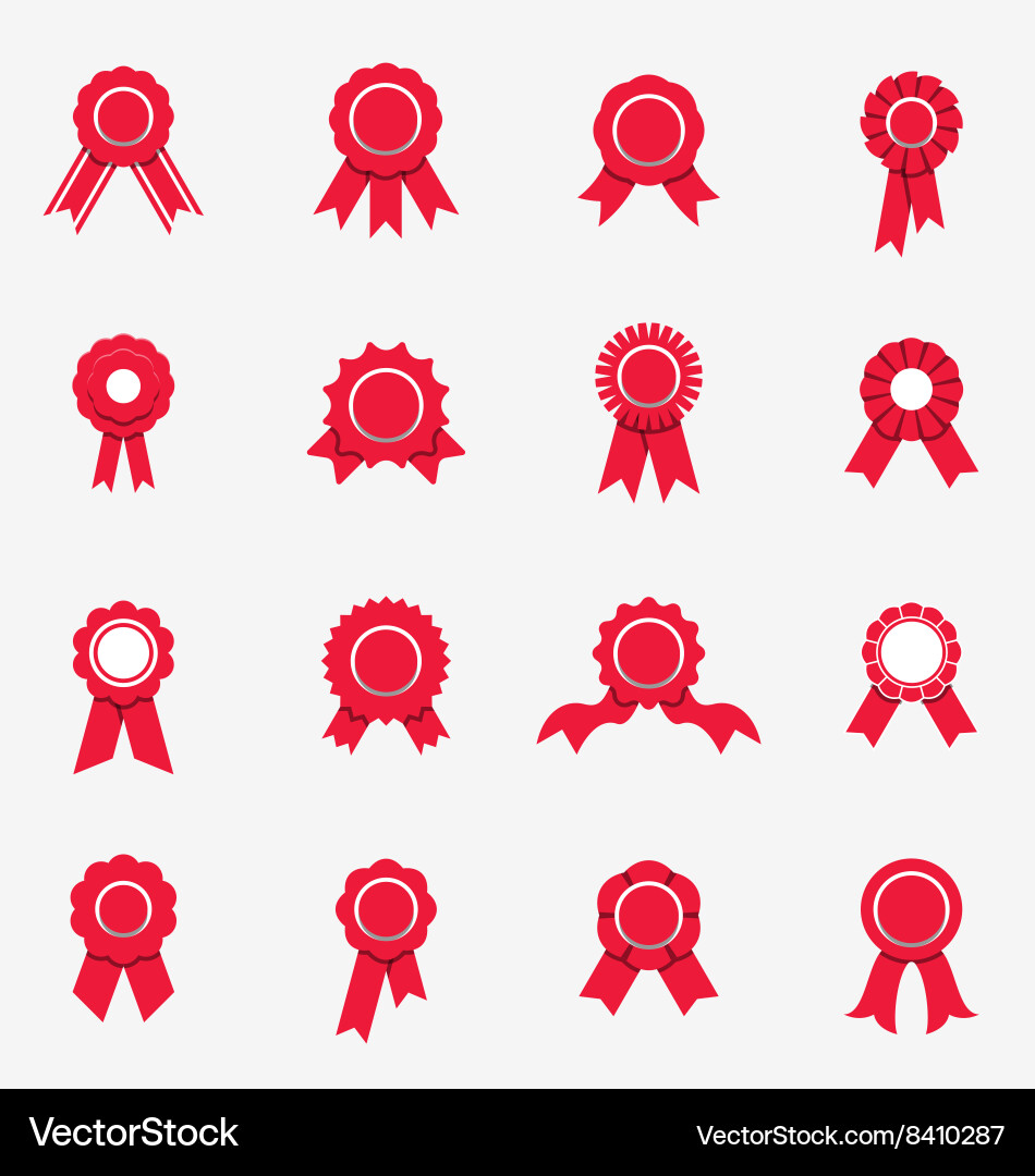 Red rosette icons Royalty Free Vector Image - VectorStock