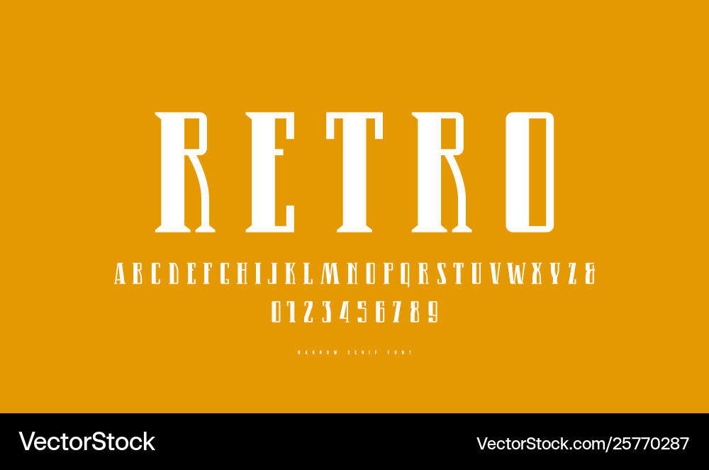 Retro Narrow Serif Font - Art Deco Style Vector Image