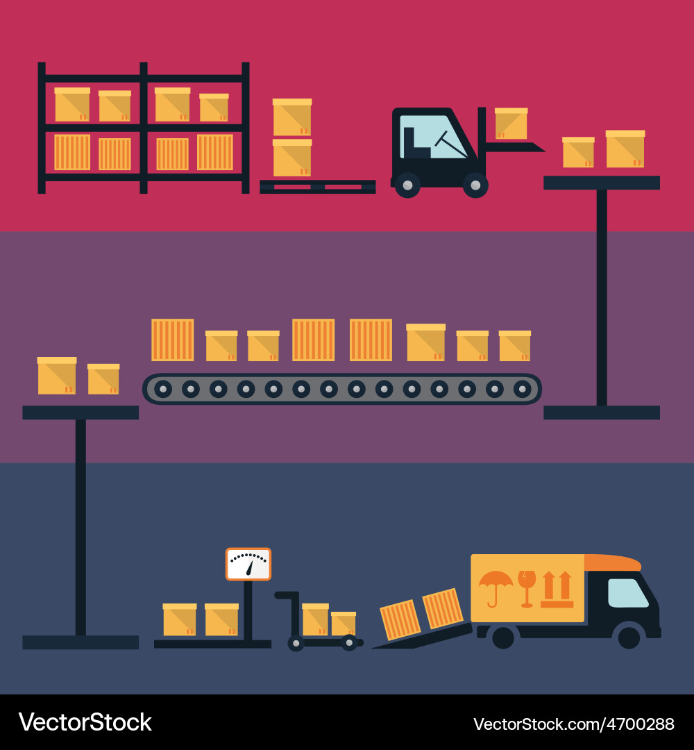 Cargo and delivery shipping process icons Vector Image