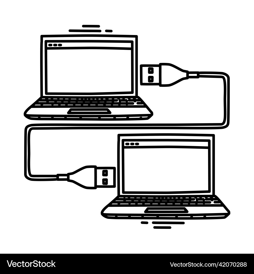 Computer connect icon doodle hand drawn Royalty Free Vector