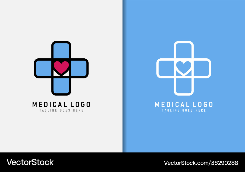 Cute medical cross and hearth shape combination Vector Image