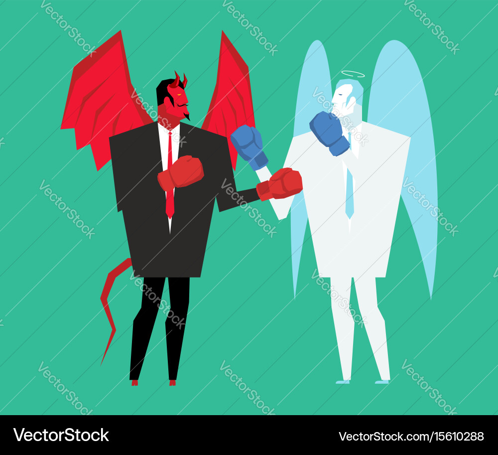 Fight devil and angel satan god is boxing Vector Image