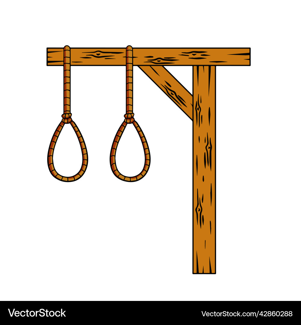 Gallows wooden structure for execution Royalty Free Vector