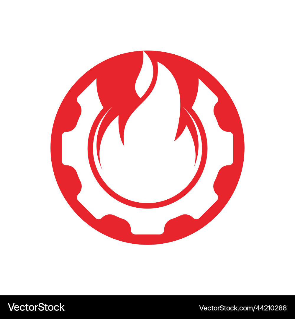 Gear and fire logo design template Royalty Free Vector Image