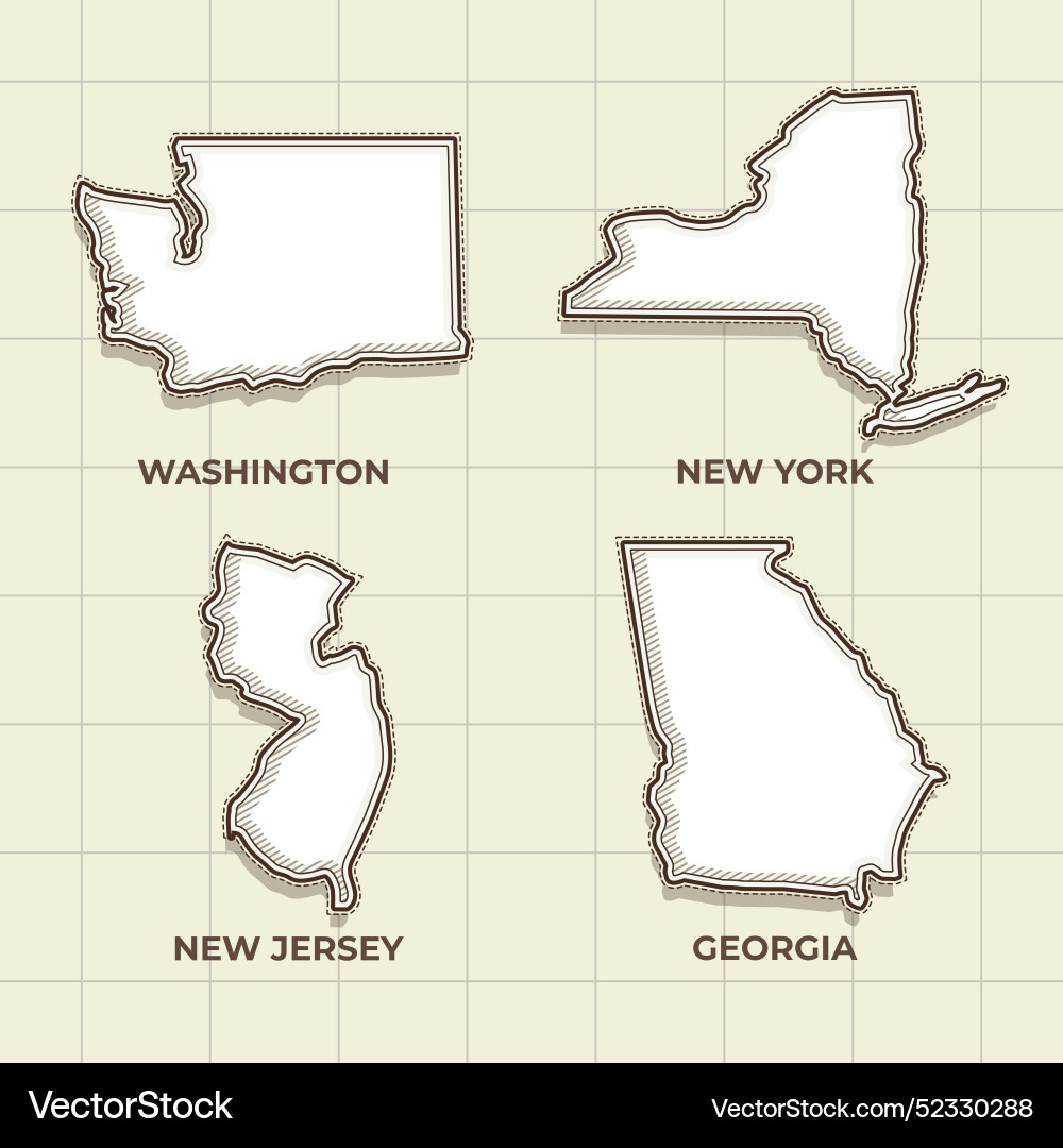 Hand drawn usa states outline map Royalty Free Vector Image
