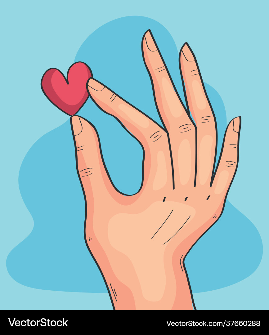 Hand lifting heart Royalty Free Vector Image - VectorStock