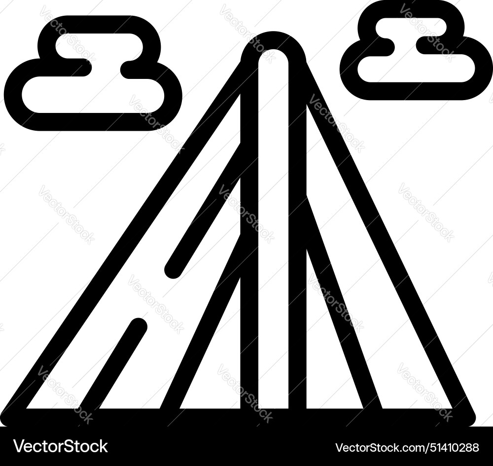 Minimalist mountain line art with clouds Vector Image