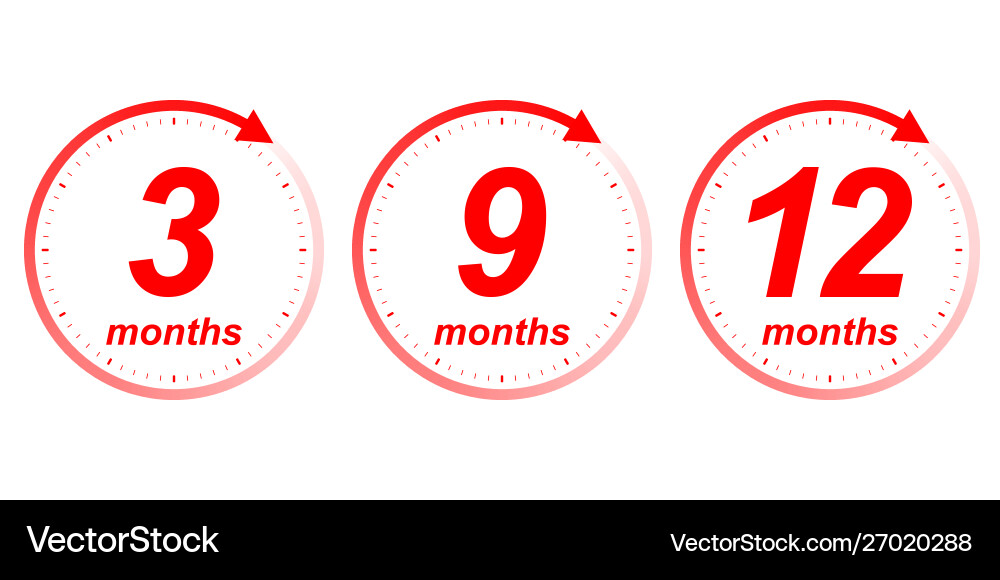 Months clock arrow Royalty Free Vector Image - VectorStock