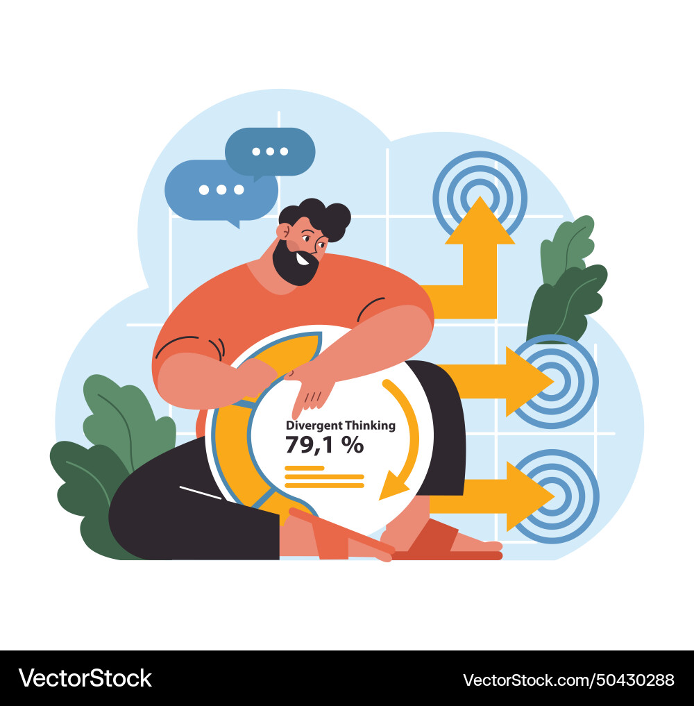 Navigating through ideas flat Royalty Free Vector Image