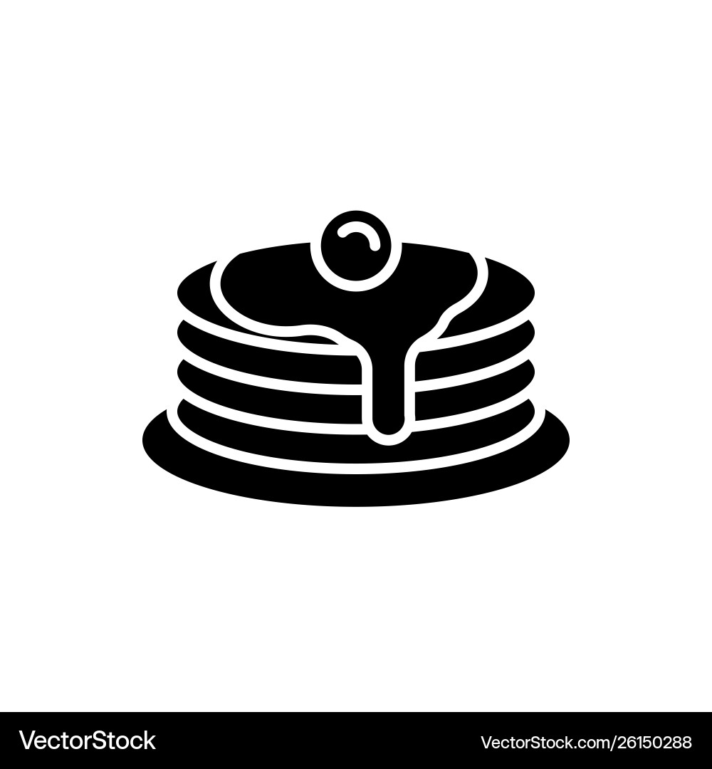 Pancake stack black icon on white background Vector Image