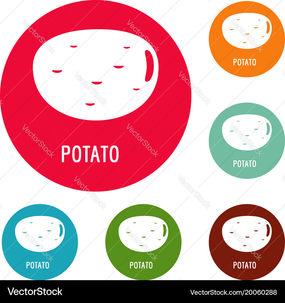 Potato icons circle set Royalty Free Vector Image