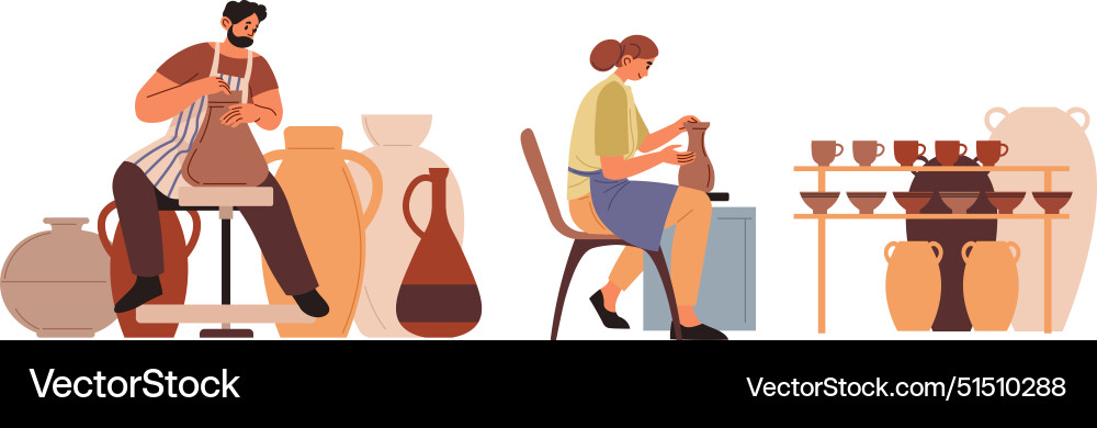 Pottery in class participants Royalty Free Vector Image